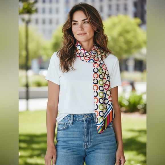Coach | Accessories | Sold Coach Scarf Multicolor 35x35 Signature C ...